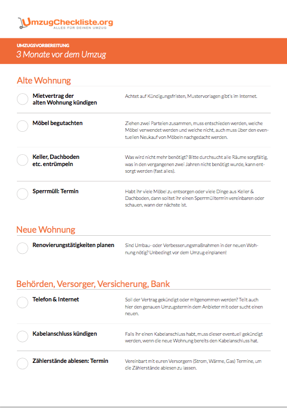 Kostenlose Umzugscheckliste vom Profi » Download als PDF